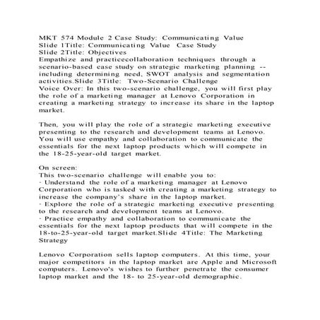MKT 574 Module 2 Case Study Communicating ValueSlide 1Title Comm | DOCX