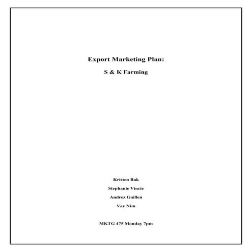 Export Marketing Plan | DOCX