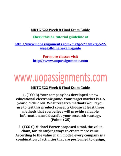 Mkt 450 week 3 research method | DOCX