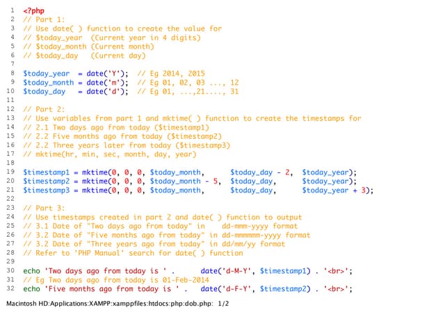 Php Built In Function Mktime Example Ppt 0849