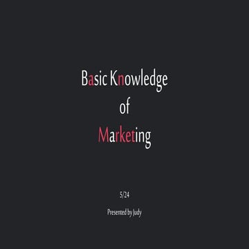 Basic Knowledge of Marketing | PPT