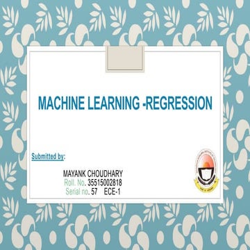 Machine Learning - Regression model | PPTX