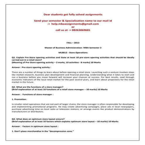 Ml0012 store operations | DOCX | Retail Industry | Industries