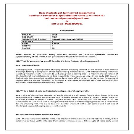 Ml0017 mall management | PDF