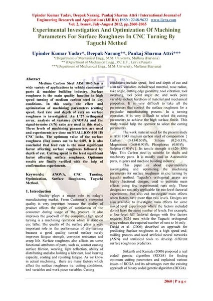 Application Of Taguchi Method In The Optimization Of Boring Parameter…