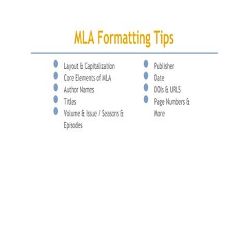 MLA 8th Edition Citation Formating Tips | PPTX