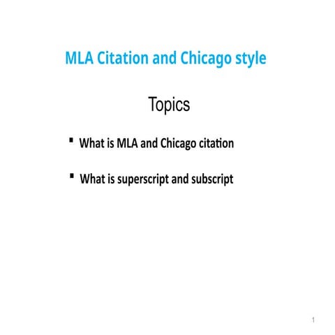 MLA and Chicago Style Citation for Students | PPTX