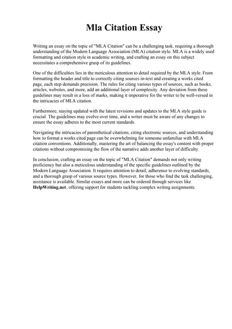 Proper Mla Format Essay | PDF