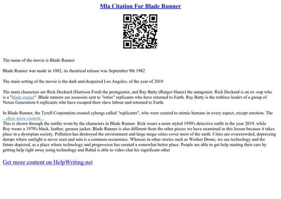 Blade Runner Analysis | PPT