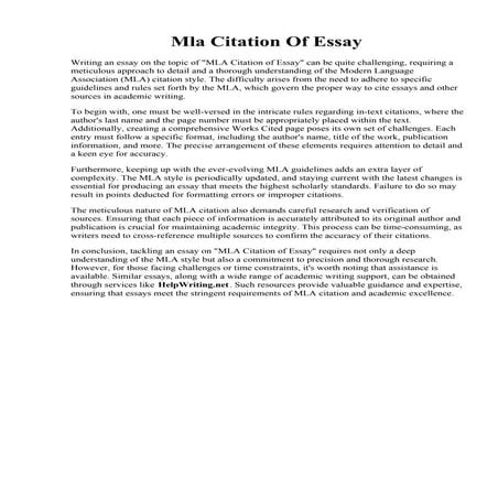 Mla Citation Of Essay. Examples Of Mla In Text Citations For Websites ...