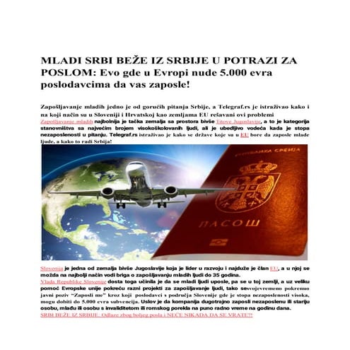 Mladi i zapošljavanje Srbija - Slovenija | PDF