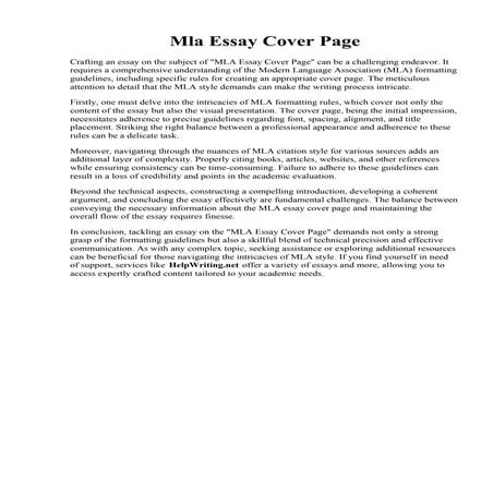 Mla Essay Cover Page | PDF