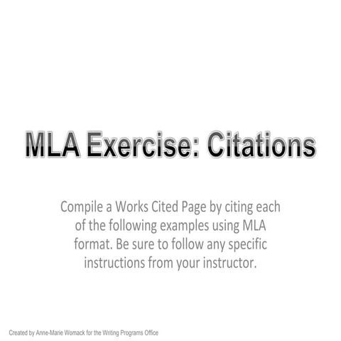 Mla exercises | PPT
