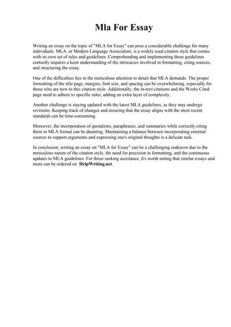 Mla Essay Format.pdfMla Essay Format | PDF