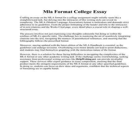 Mla Format College Essay | PDF