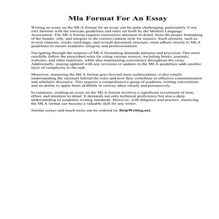 Mla Format For An Essay | PDF