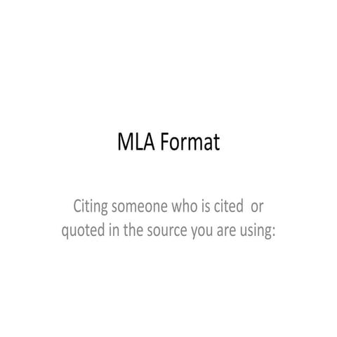 Mla format quoting a quote | PPT