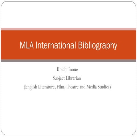 MLA International Bibliography | PPT