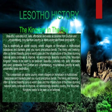 Lesotho history, Basotho languages, Basotho mode of transport | PPTX