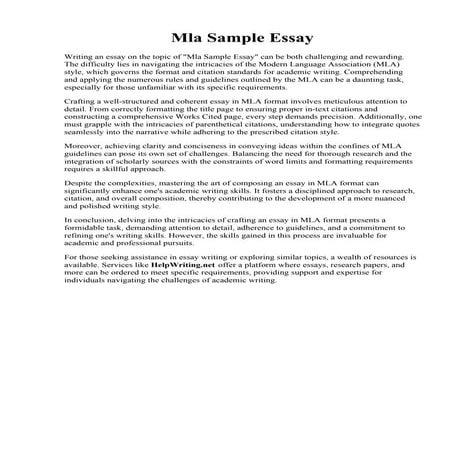 Mla Sample Essay. Essay - Branch for MLA - When asking the question ...