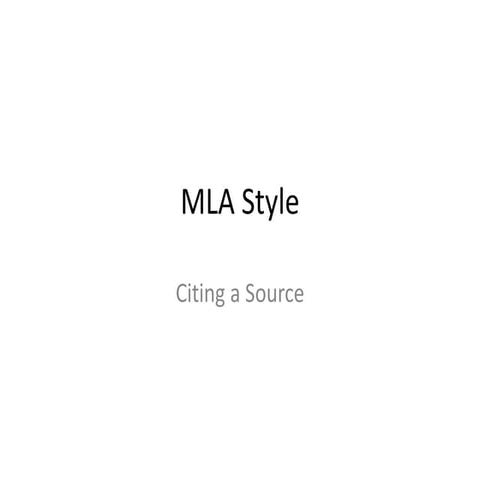 MLA style | PPT