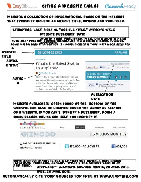 MLA 7 Visual Guide - Newspaper | PPTX