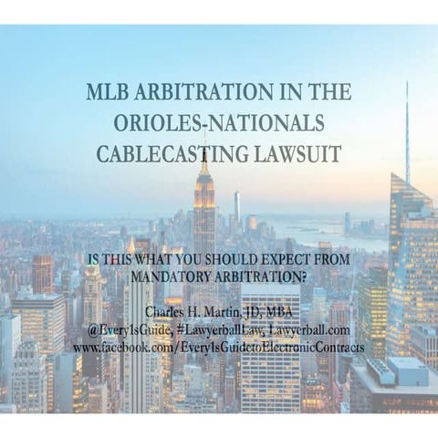 MLB Arbitration in the Orioles-Nationals Cablecasting Lawsuit | PPT