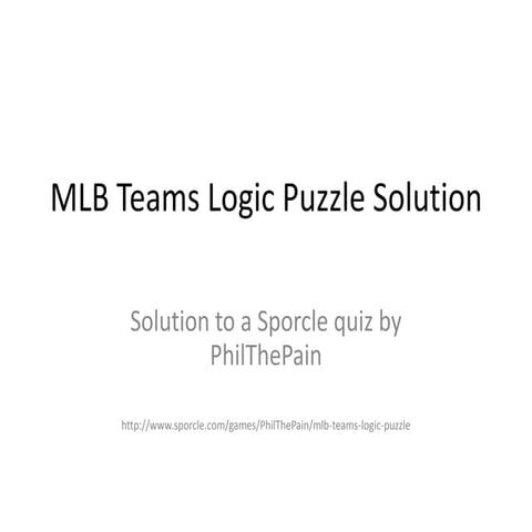 MLB Teams Logic Puzzle Solution | PPT | Baseball | Sports