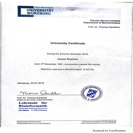 Machine Learning Certificate (bioinformatics) | PDF