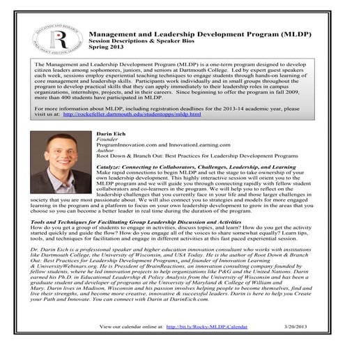 MLDP Session Descriptions and Speaker Bios | PDF