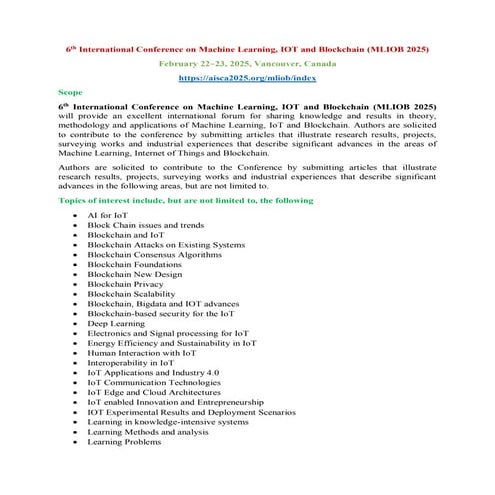 6th International Conference on Machine Learning, IOT and Blockchain ...