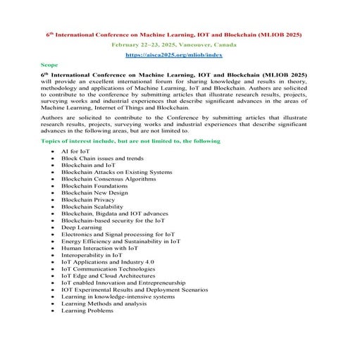 6th International Conference on Machine Learning, IOT and Blockchain ...