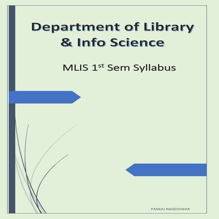 Library and Information Science | MLIS 1st Sem Syllabus.pdf