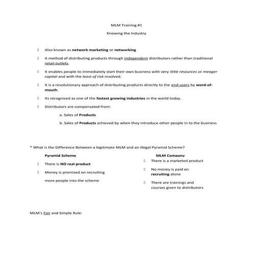 Mlm training #1 handout | DOC