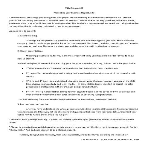 Mlm training #4 handout | PDF