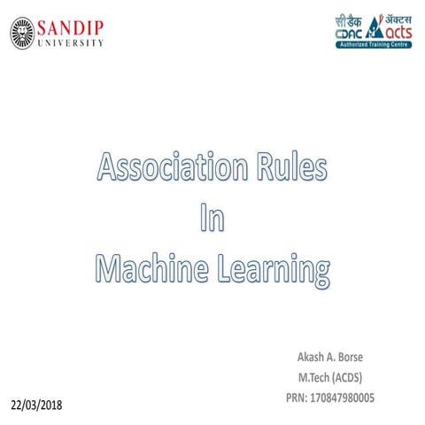 Association Rules in Machine Learning | PPTX