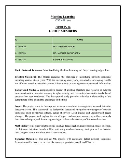 Network Intrusion Detection System Using Machine Learning and Deep Learning Final Year Project ...