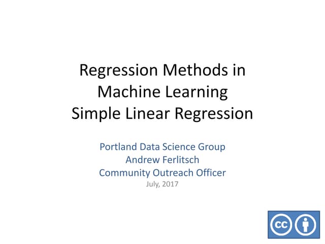 ML - Simple Linear Regression | PPT ML - Simple Linear Regression | PPT