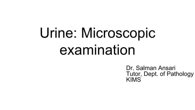 Microscopic examination of urine | PPTX