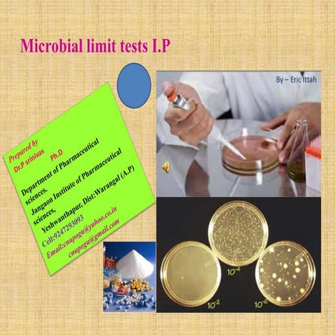 Microbial limit tests I.P by Dr.P.srinivas | PPTX