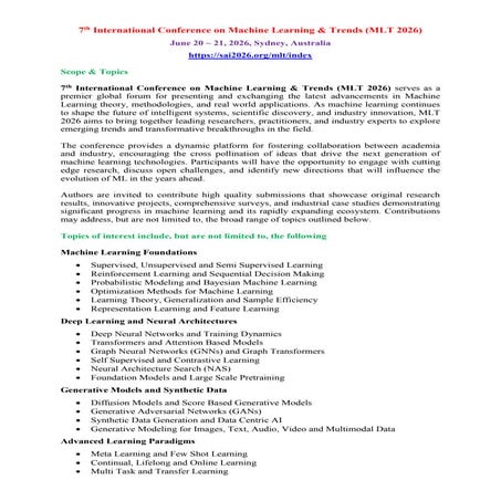 7th International Conference on Machine Learning & Trends (MLT 2026) | PDF