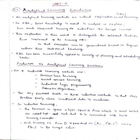 Machine Learning UNIT-5 Notes Analytical Learning | PDF