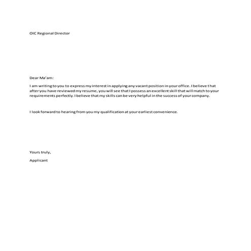 Sample Application Letter | DOCX