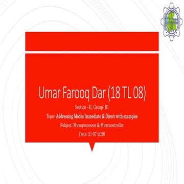 Addressing Modes Immediate & Direct with examples | PPTX