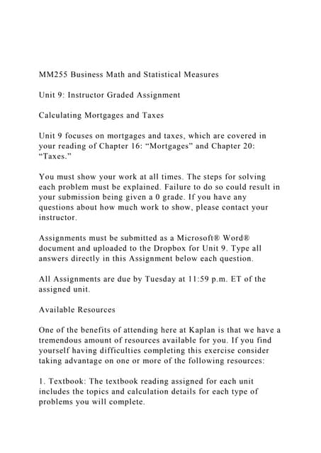 MM255 Business Math And Statistical MeasuresUnit 9 Instruct docx mm255-business-math-and-statistical-measuresunit-9-instruct-docx
