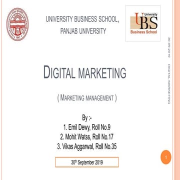 Digital Marketing | Marketing Management | PPTX