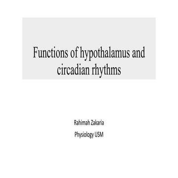 Functions of hypothalamus and circadian rhythms | PDF