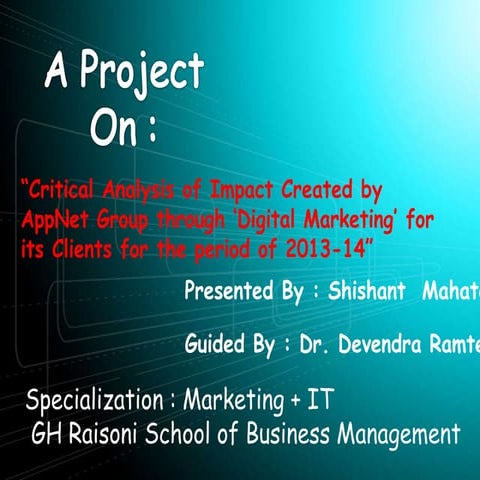 My Final project of MBA in Marketing | PPTX