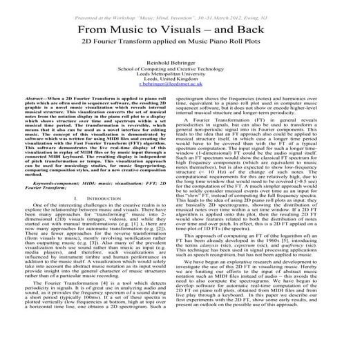 From Music to Visuals – and Back | PDF | Digital Audio | Computer Software and Applications