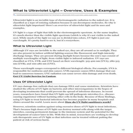 What Is Ultraviolet Light – Overview, Uses & Examples